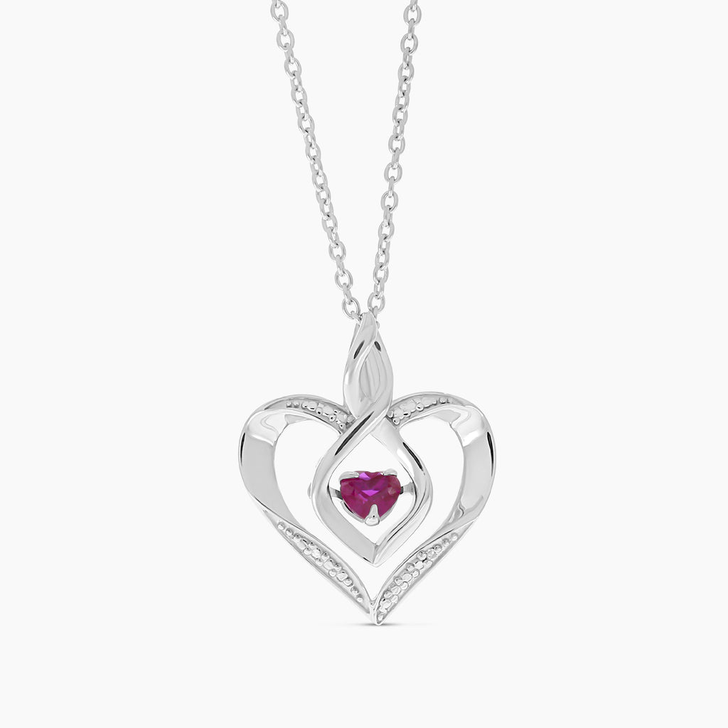 Sterling Silver Ruby and Diamond Heart Necklace – Gordon Jewelers