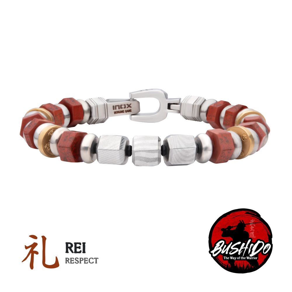 8mm Mokume Gane and Red Jasper Beads Bushido Virtue Bracelet - REI: Re ...
