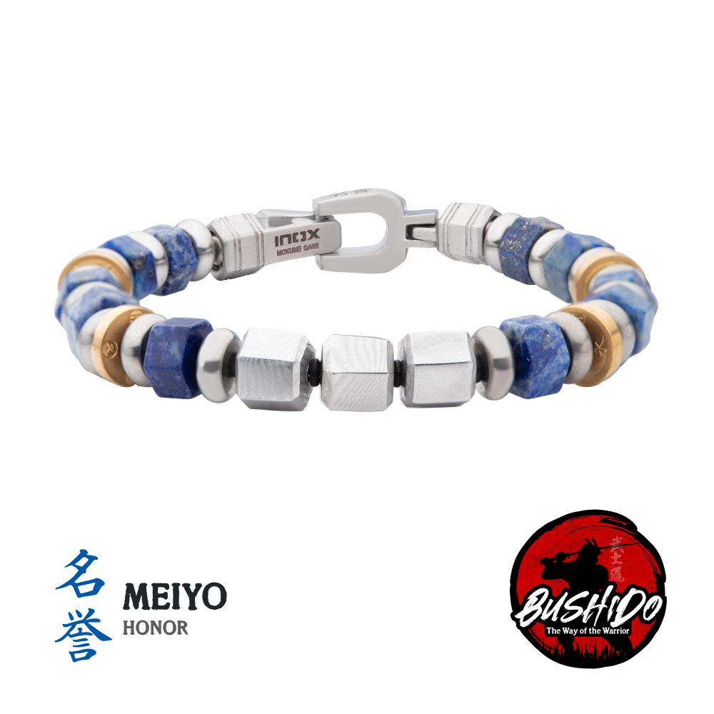 8mm Mokume Gane and Lapis Lazuli Beads Bushido Virtue Bracelet - MEIYO ...
